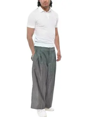 HED MAYNER Pinstriped Pleated Wide-leg Trousers - Grey
