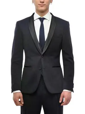 Corneliani Satin Shawl-lapel Three-piece Suit - Blue