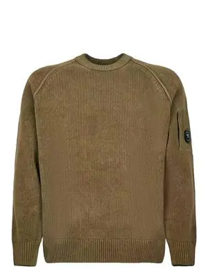 C.P. COMPANY Chenille Cotton Lens Crewneck Sweater - Green