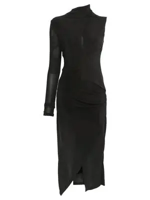 Pinko Cadillac Asymmetric Cut-out Midi Dress - Black