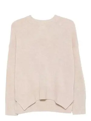 ALLUDE Ribbed-knit Crew Neck Sweater - Neutrals