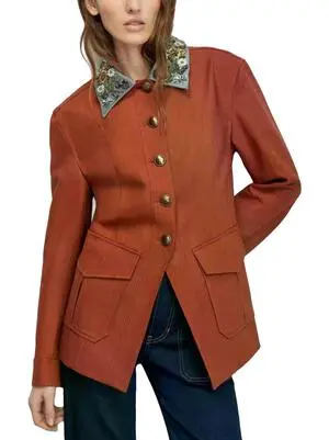 Veronica Beard Veronica Beard Laramie Bead-Embellished Jacket Orange