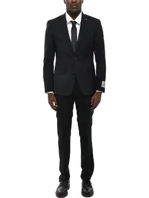 Corneliani Single-breasted Wool-blend Suit - Black