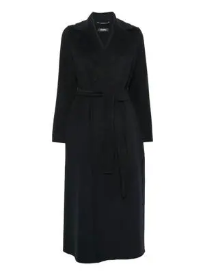 Max Mara Belted Virgin Wool Coat - Blue