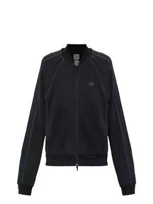 Adidas Logo Print Zip-up Sweater - Black