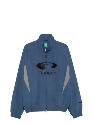FLANEUR Embroidered Logo Track Jacket - Blue