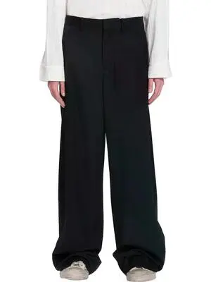 ANN DEMEULEMEESTER Wide-leg Wool Trousers - Black