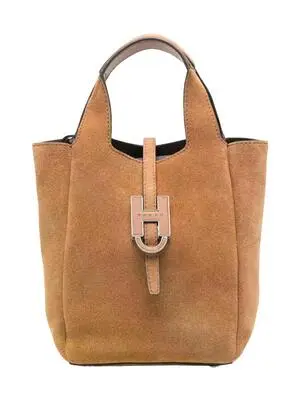 Hogan Logo-plaque Suede Tote Bag - Brown