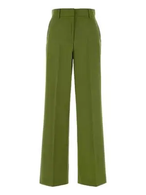 Max Mara Visivo Stretch Wool Palazzo Trousers - Green