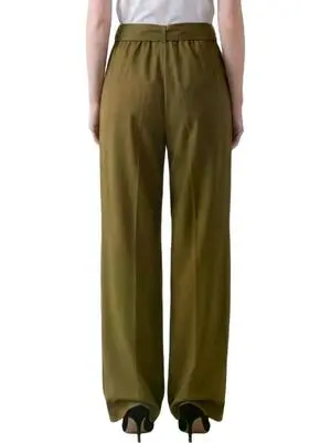 Max Mara Editto Belted Virgin-wool Trousers - Green