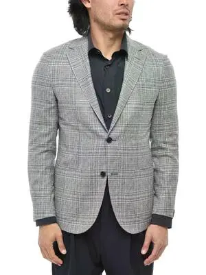 Corneliani Checked Single-breasted Blazer - Grey