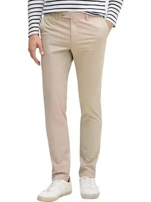 HACKETT LONDON Tailored Belt Loops Logo Patch Trousers - Neutrals