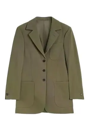 JIL SANDER Single-breasted Wool Blazer - Green