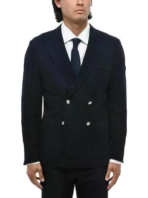 Corneliani Textured Double-breasted Blazer - Blue