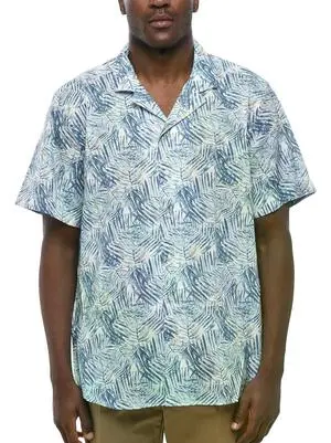 Corneliani Botanical-print Cuban-collar Shirt - White