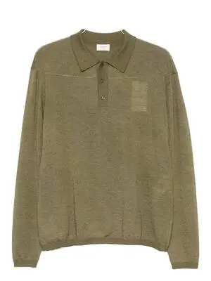 Saint Laurent Long-sleeve Knitted Polo Shirt - Green