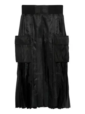 Sacai Quilted Pleated Midi Skirt - Black