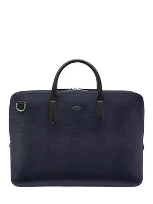 Smythson Panama Slim Briefcase - Blue