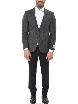 Corneliani Herringbone-pattern Wool Blazer - Grey