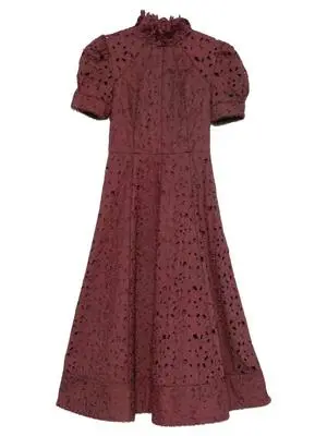 Rebecca Vallance Kitsu Broderie Anglaise Midi Dress - Red