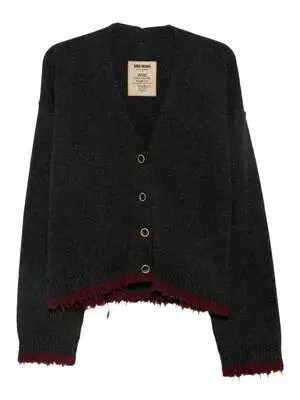 UMA WANG Distressed-trim Oversized Cardigan - Grey