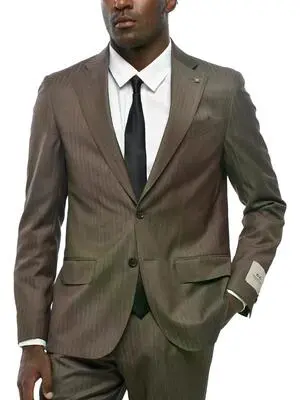 Corneliani Virgin Wool Jacquard Suit - Brown