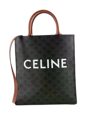 Celine Vertical Cabas Triomphe Coated Canvas Small Tote Bag - Brown