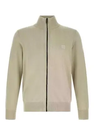 BOSS Logo Patch Zip-up Cardigan - Neutrals