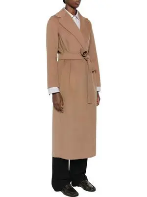 Max Mara Belted Virgin Wool Coat - Brown