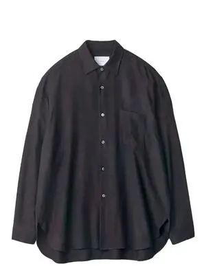 SSSTEIN Oversized Brushed Texture Shirt With Classic Collar - Black