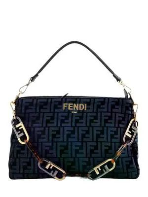 FENDI Fendi O'Lock Zip Shoulder Bag Zucca Chenille Hobo Bag