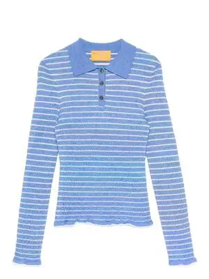 Guest In Residence Guest In Residence Smocked Striped Polo Sweater Blue
