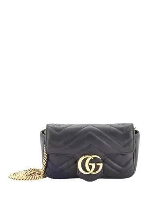 Gucci Gg Marmont Matelassé Leather Super Mini Crossbody Bag - Black