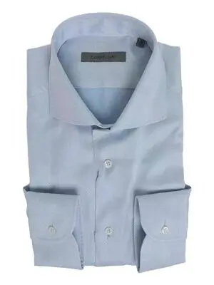 Corneliani Herringbone-pattern French-collar Shirt - Blue