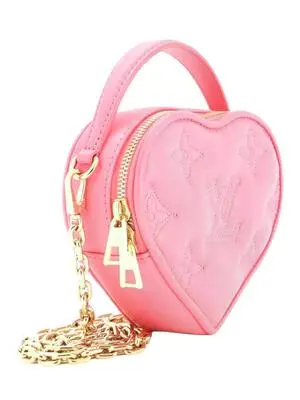 LOUIS VUITTON Heart Pouch Bag Bubblegram Leather Crossbody Bag - Pink