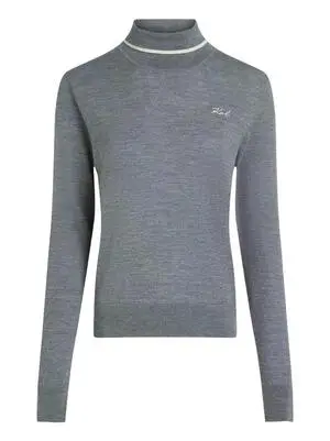 KARL LAGERFELD Karl Lagerfeld Wool Turtleneck Sweater With Embroidered Logo