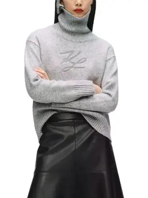 Karl Lagerfeld Soutache Turtleneck Sweater - Grey