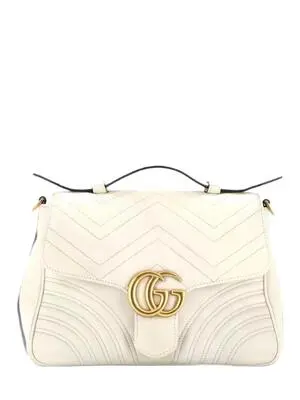 Gucci Gg Marmont Matelassé Leather Small Satchel - White