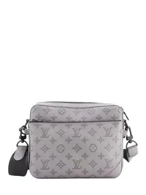 LOUIS VUITTON Trio Messenger Bag Monogram Shadow Leather Crossbody Bag - Grey