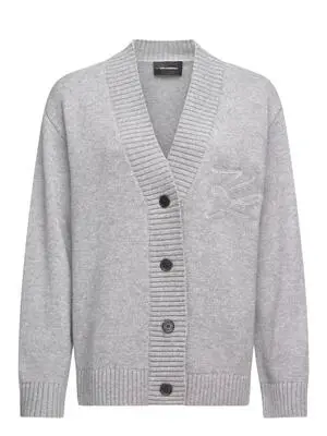 Karl Lagerfeld Soutache Embroidered V-neck Cardigan - Grey