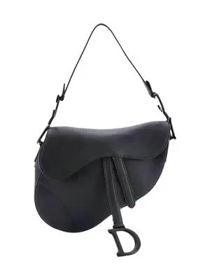 Dior Ultra Matte Saddle Handbag Leather Medium Shoulder Bag - Black