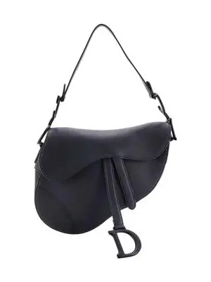 Dior Ultra Matte Saddle Handbag Leather Medium Shoulder Bag - Black
