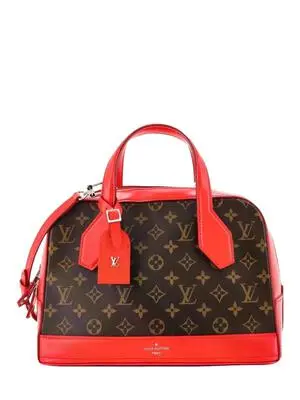 LOUIS VUITTON Louis Vuitton Monogram Canvas And Calfskin Dora PM Satchel Red
