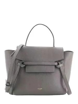 Celine Textured Leather Nano Belt Bag Shoulder Bag - Grey