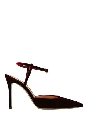 GIANVITO ROSSI Velvet Ankle Strap Pumps - Red