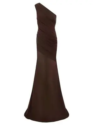 Alex Perry One-shoulder Gown - Brown