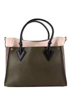 LOUIS VUITTON On My Side Leather With Monogram Canvas Mm Tote Bag - Brown