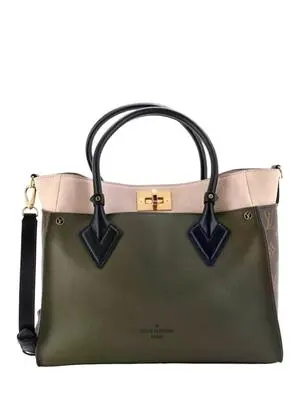 LOUIS VUITTON On My Side Leather With Monogram Canvas Mm Tote Bag - Brown