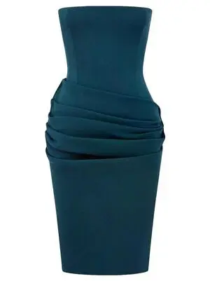 Alex Perry Strapless Draped Midi Dress - Blue