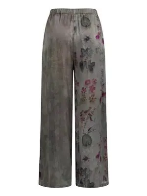 Avant Toi Patchwork Floral-print Wide-leg Palazzo Pants - Grey